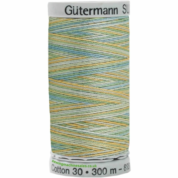 Gutermann Sulky Cotton Thread 300M Variegated Colour Blue, Green,Yellow ...