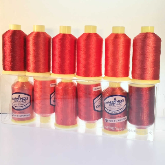 6 Pack Of Marathon Rayon Embroidery Thread In A Lovely Red Collection