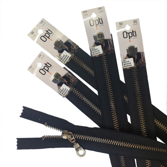 Heavy Duty OPTI Black Metal Jacket Zips - Open ended for all types of ...