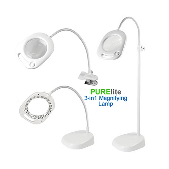 PURElite 3-in-1 Magnifying Lamp with daylight LED light