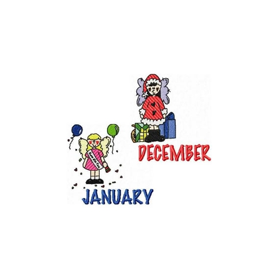 Unique 12 Set Calendar Months embroidery design digitized with ...