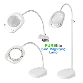 PURElite 3-in-1 Magnifying Lamp with daylight LED light