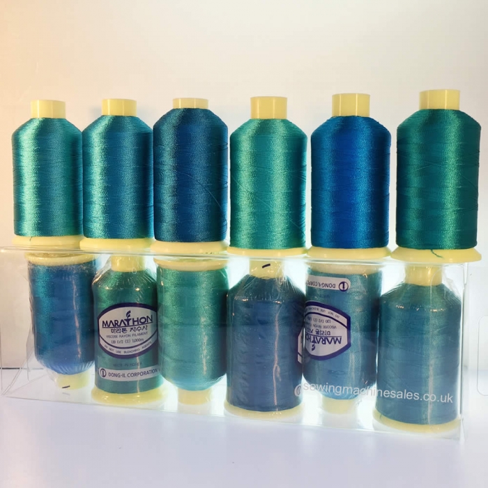 6 Pack Of Marathon Rayon Embroidery Thread In A Lovely Turquoise Collection