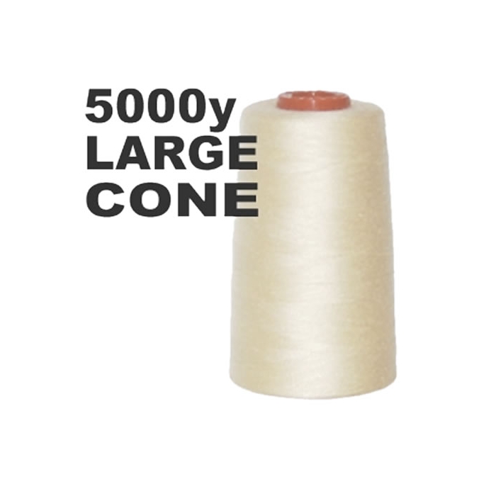 Large 5000 YDS Polyester Overlocking Thread in Ivory Colour.